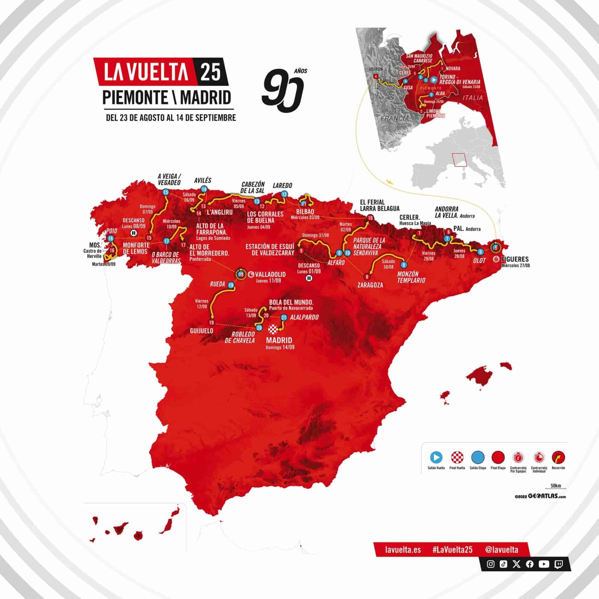La Vuelta 2025 - Le parcours du Tour d'Espagne dévoilé