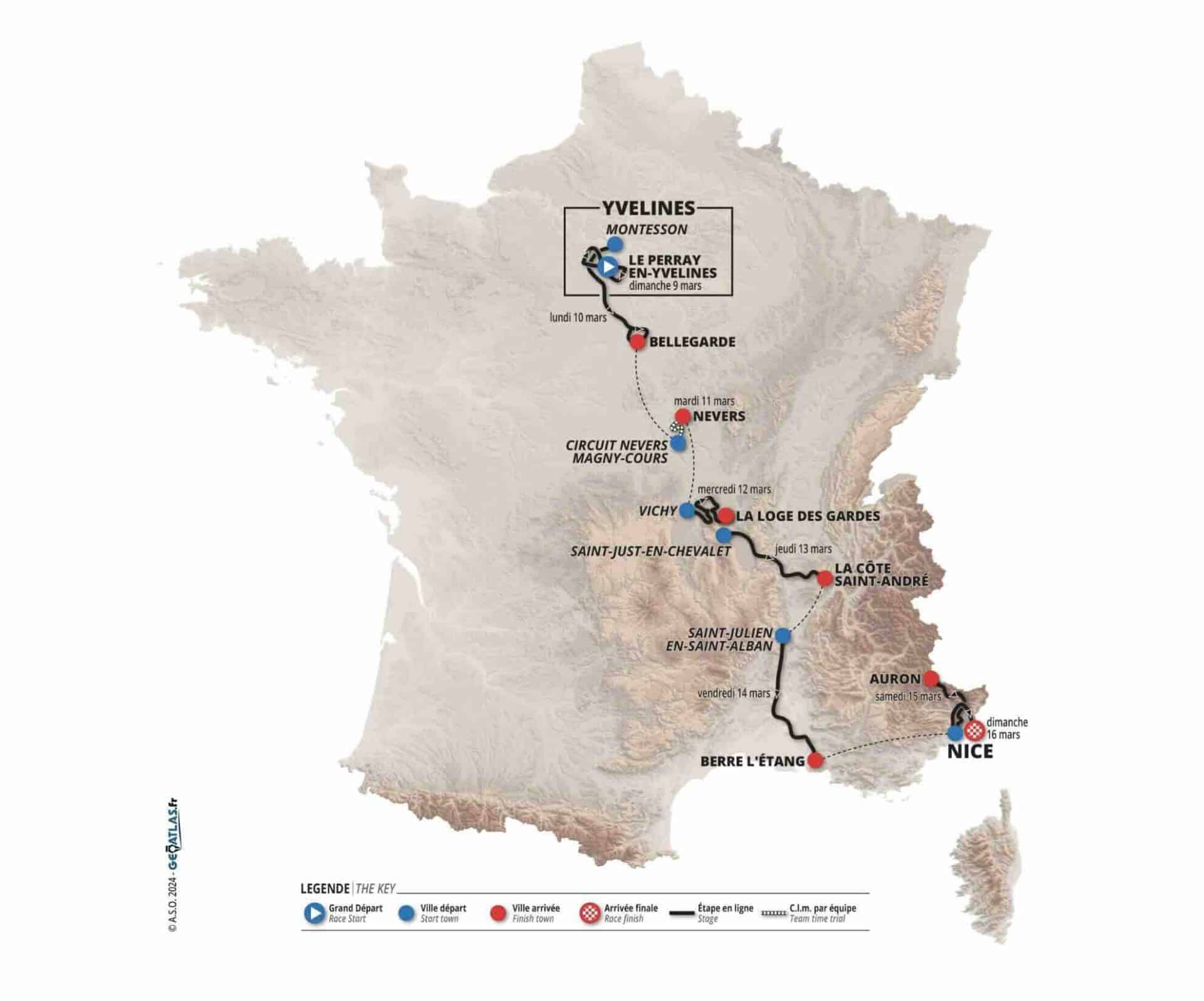 Paris-Nice 2025. Le parcours dévoilé