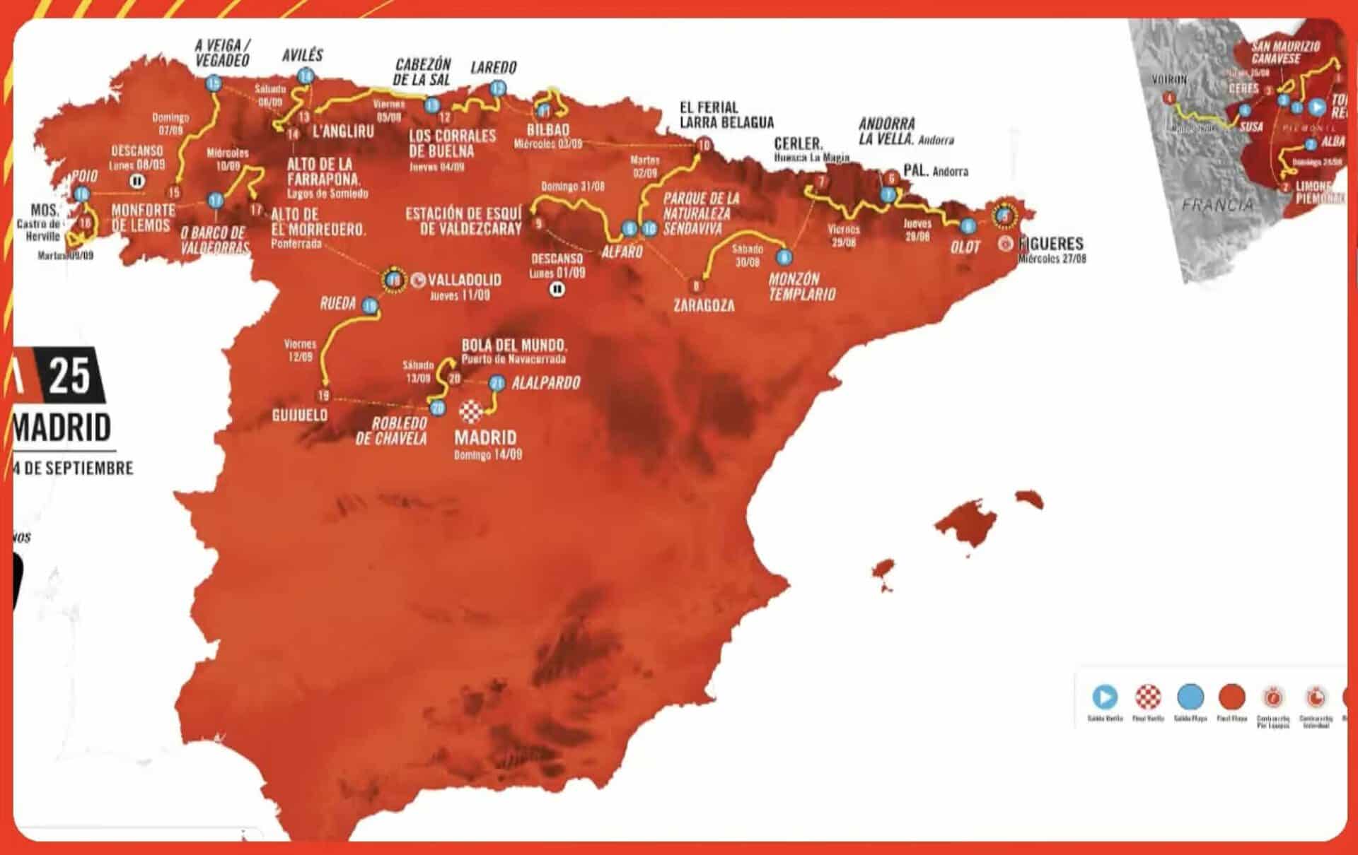 La Vuelta 2025 - Le parcours du Tour d'Espagne dévoilé