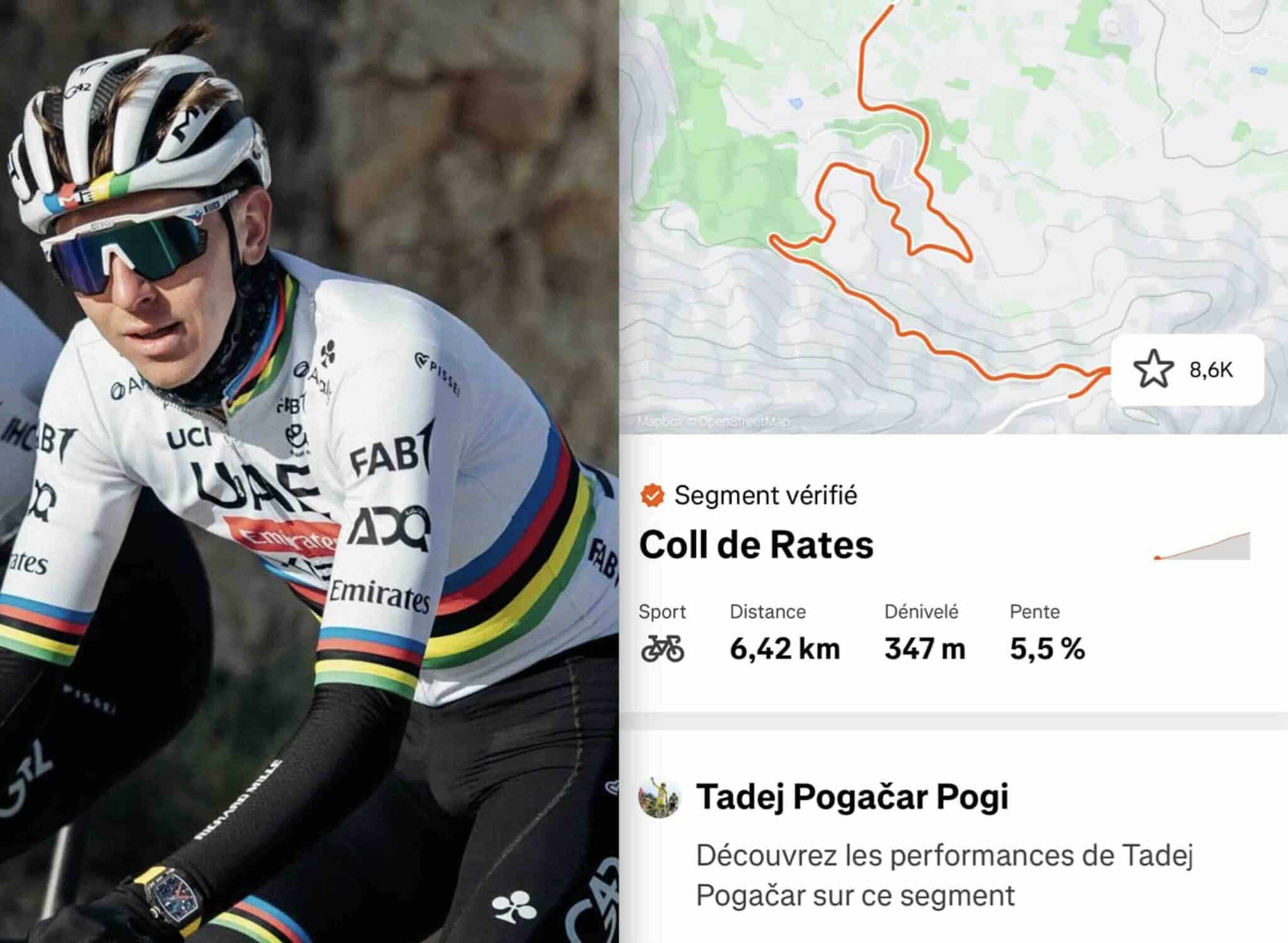 Tadej Pogacar pulvérise le chrono sur le Coll de Rates : un message ...