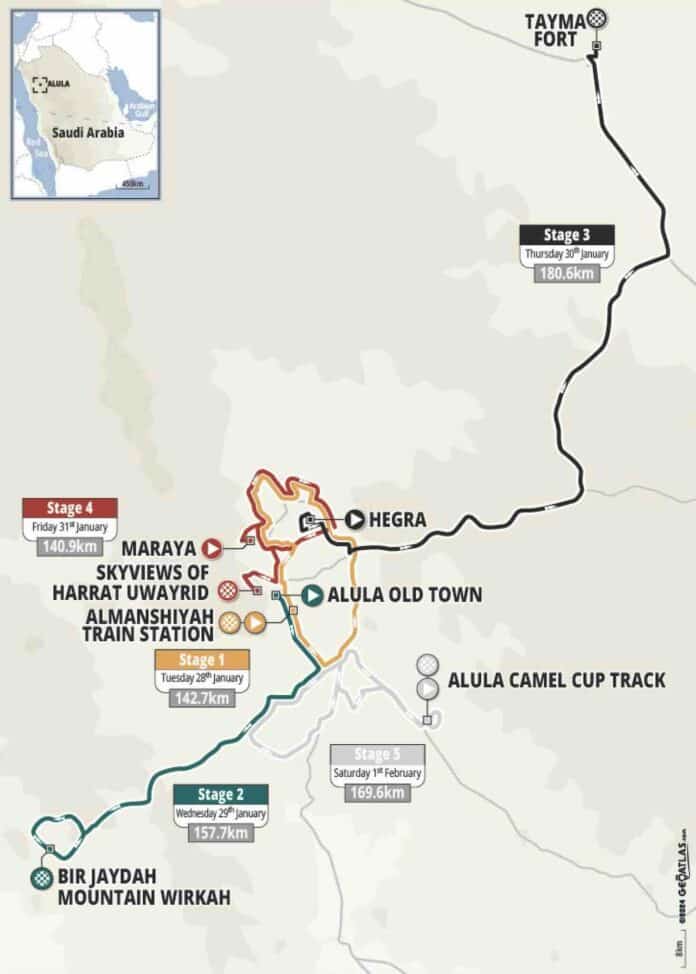 AlUla Tour 2025. Parcours et profil des étapes